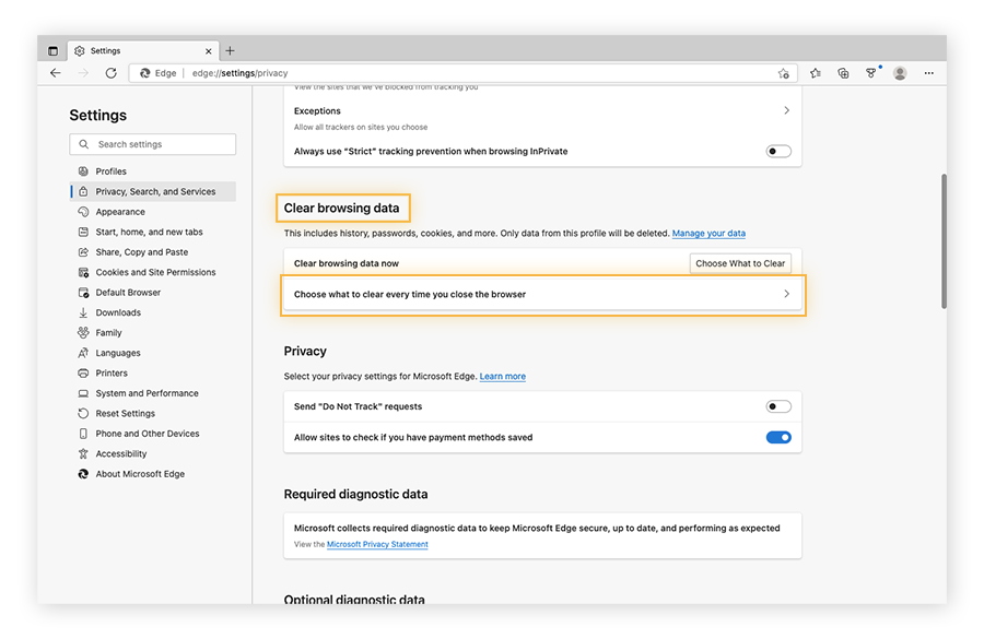 De cache wissen in Microsoft Edge